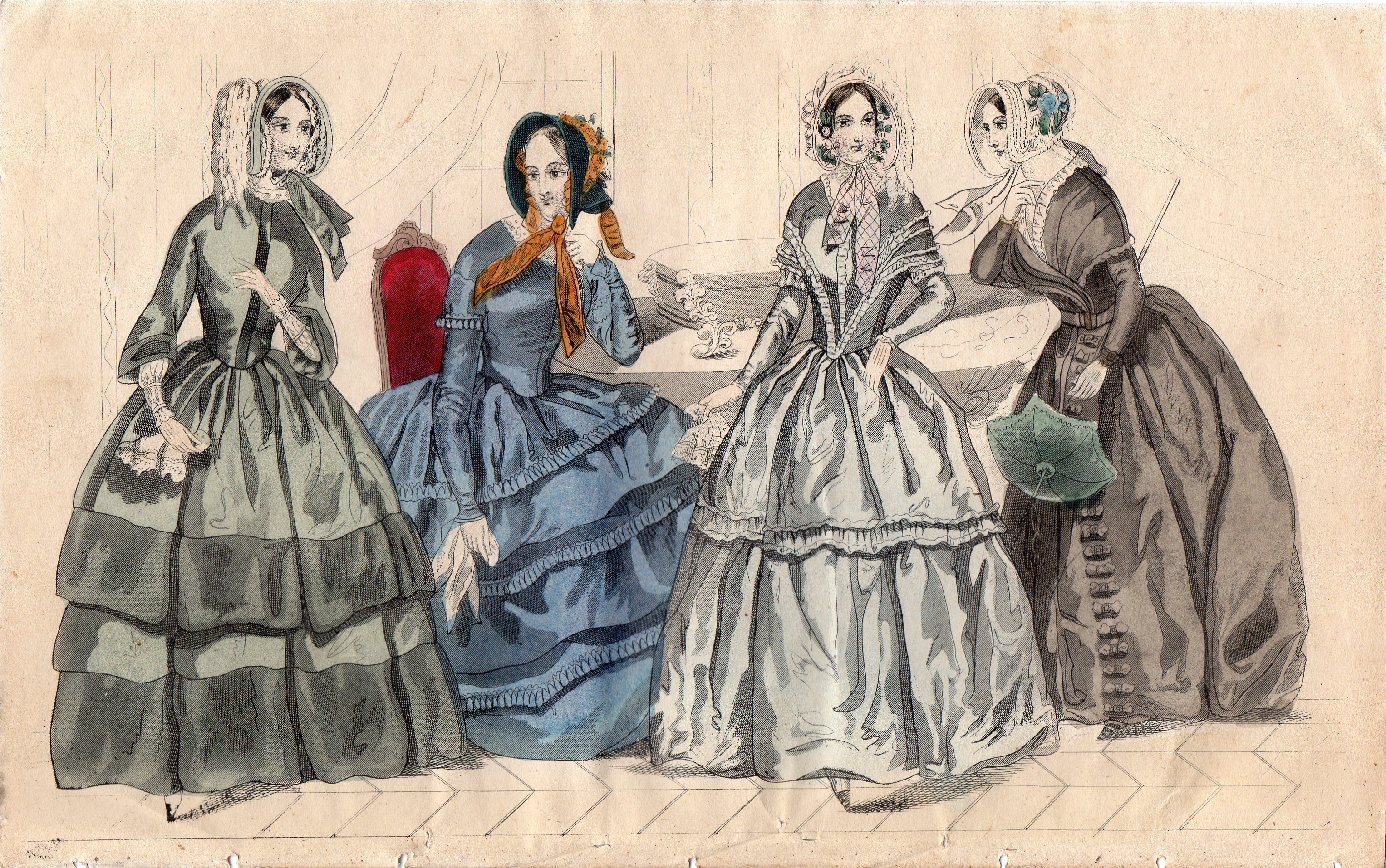 Original Handcolored Fashion Plate From March 1844 Issue Godeys Ladys