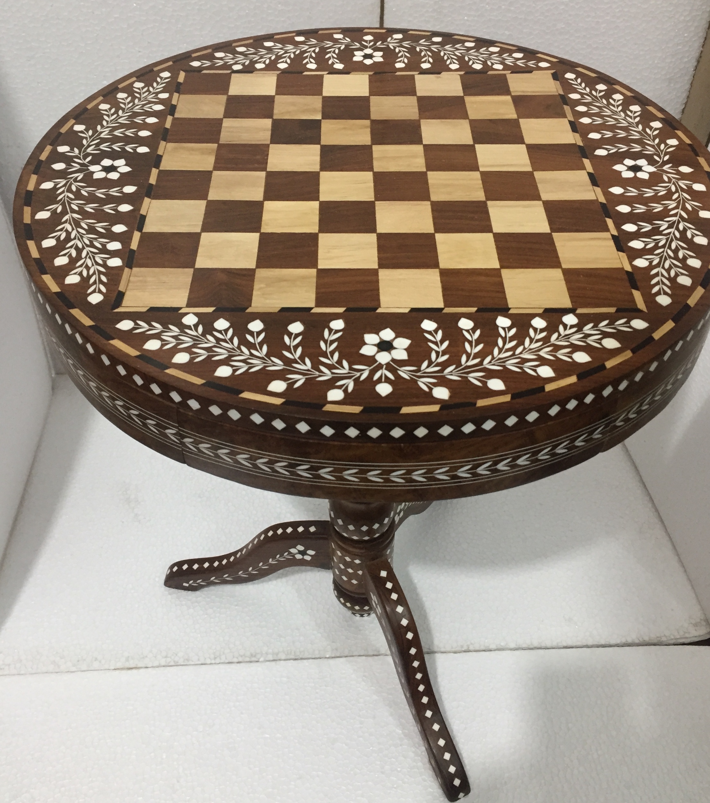 Wooden Chess Table Inlaid Works