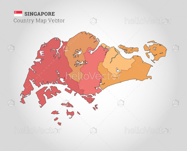 Singapore Colorful Map Vector Illustration Download Graphics And Vectors