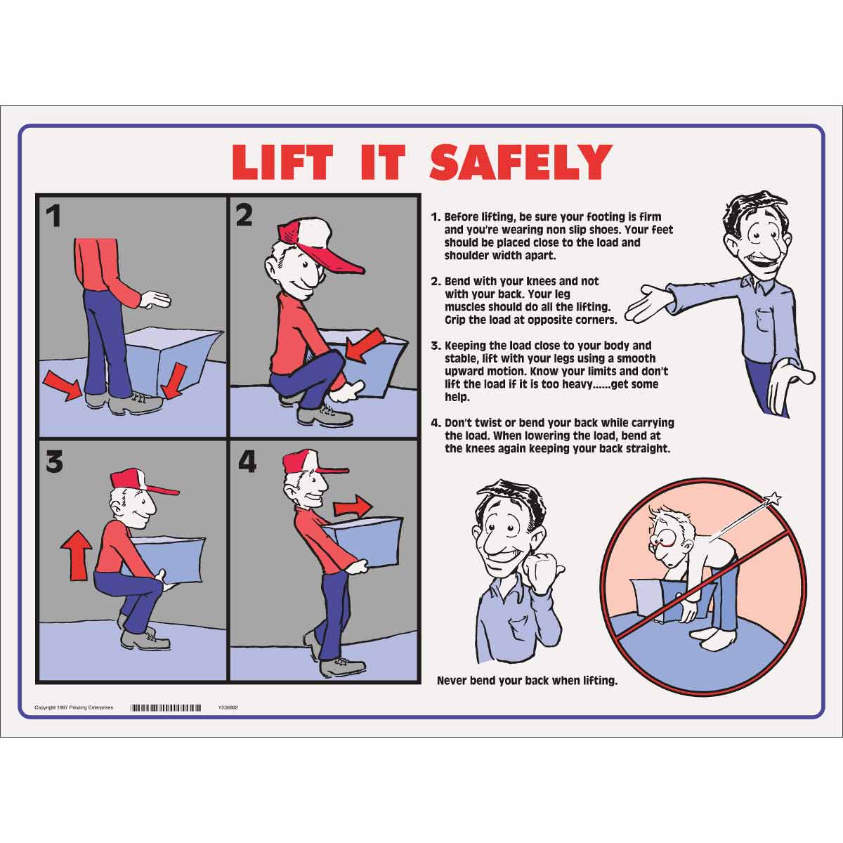 Brady Part Blsp 45311 Back Lift Safety Poster