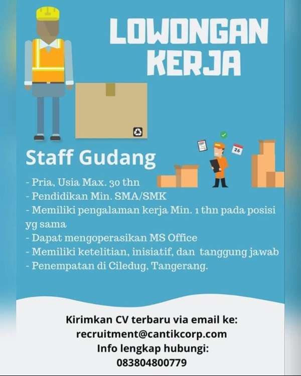 Lowongan Staff Gudang Ciledug Atmago