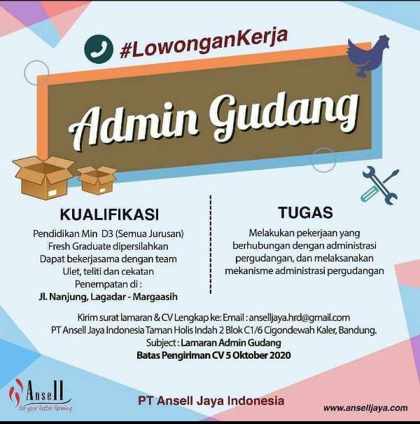 Lowongan Admin Gudang Bandung Atmago