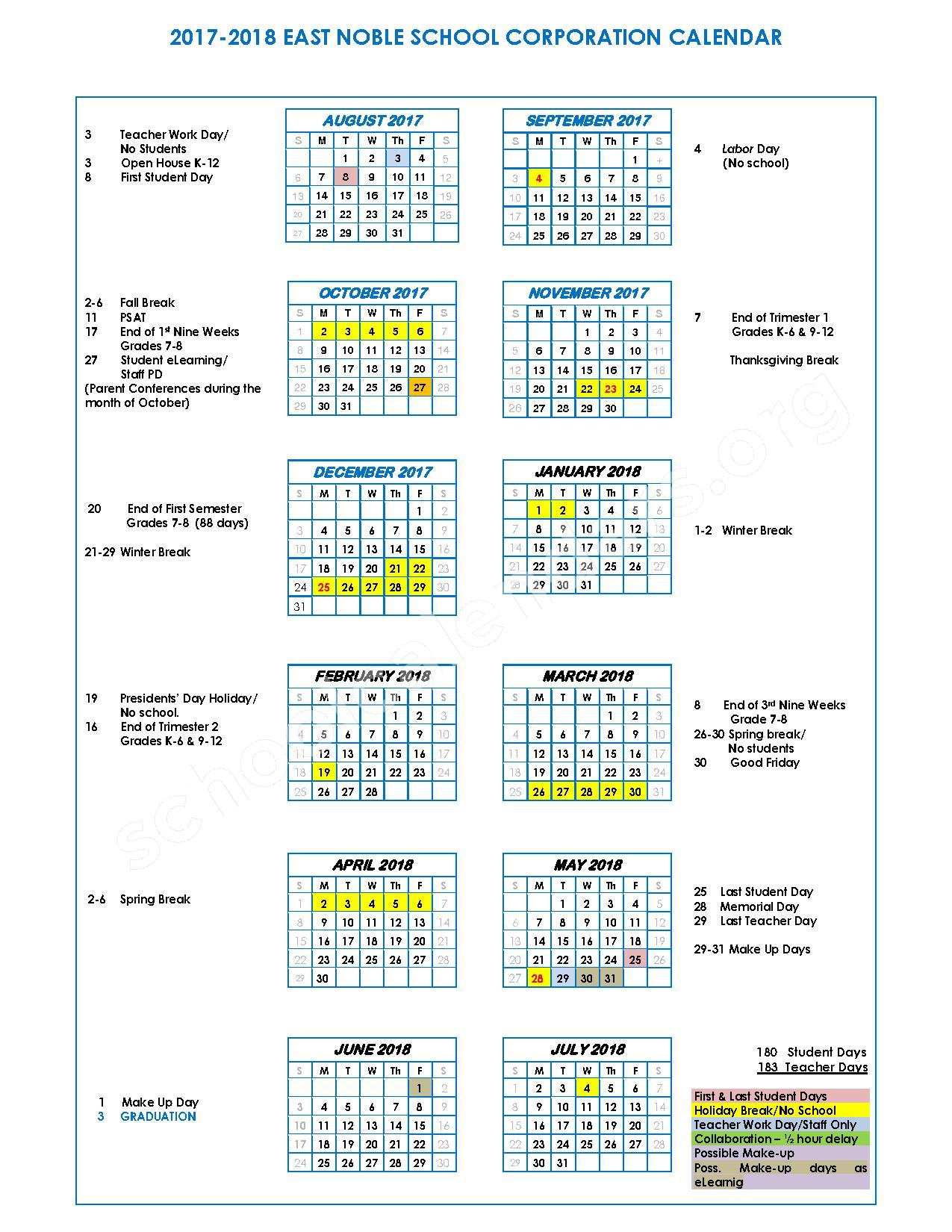 Noble Public Schools Calendar Abbye Annissa