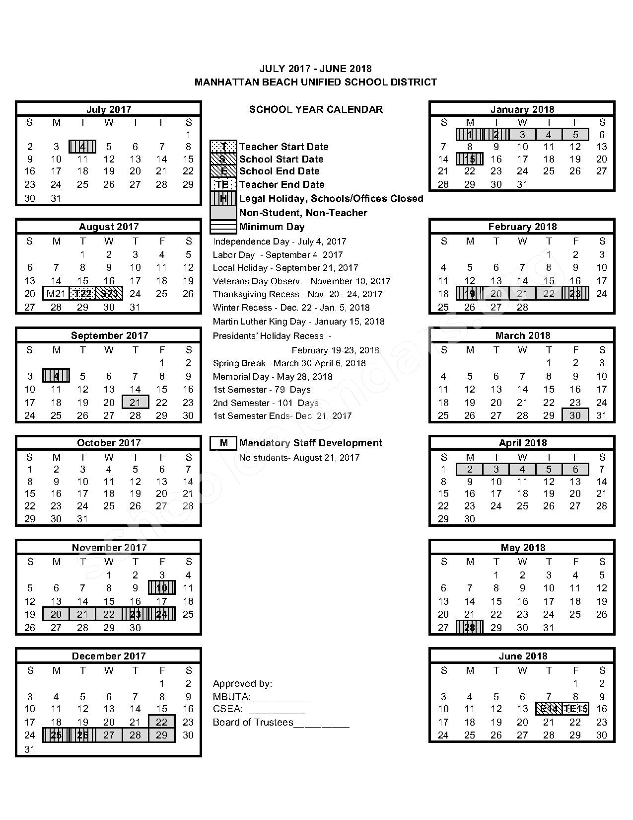 Unified School District Calendar Betsy Charity