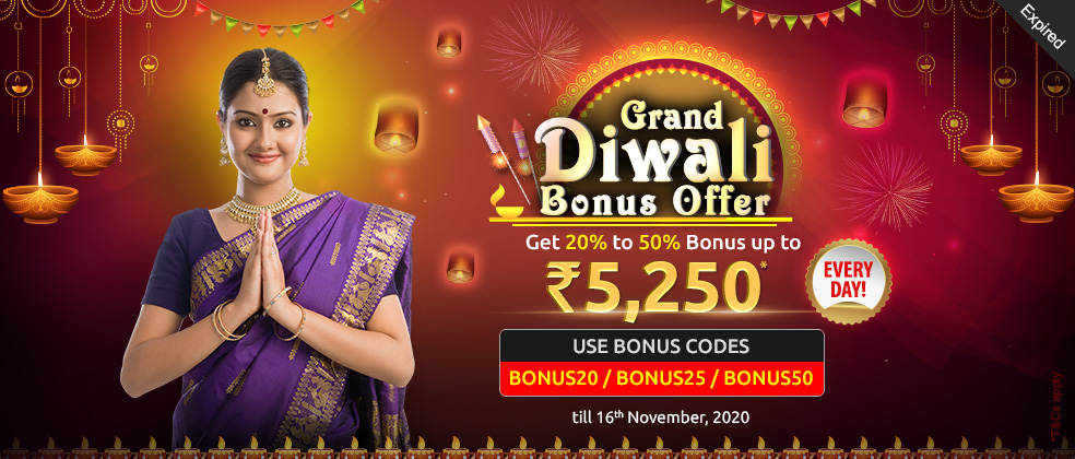 Grand Diwali Bonus Offer Get Bonus Upto Rs 5250 Daily On Khelplay Rummy