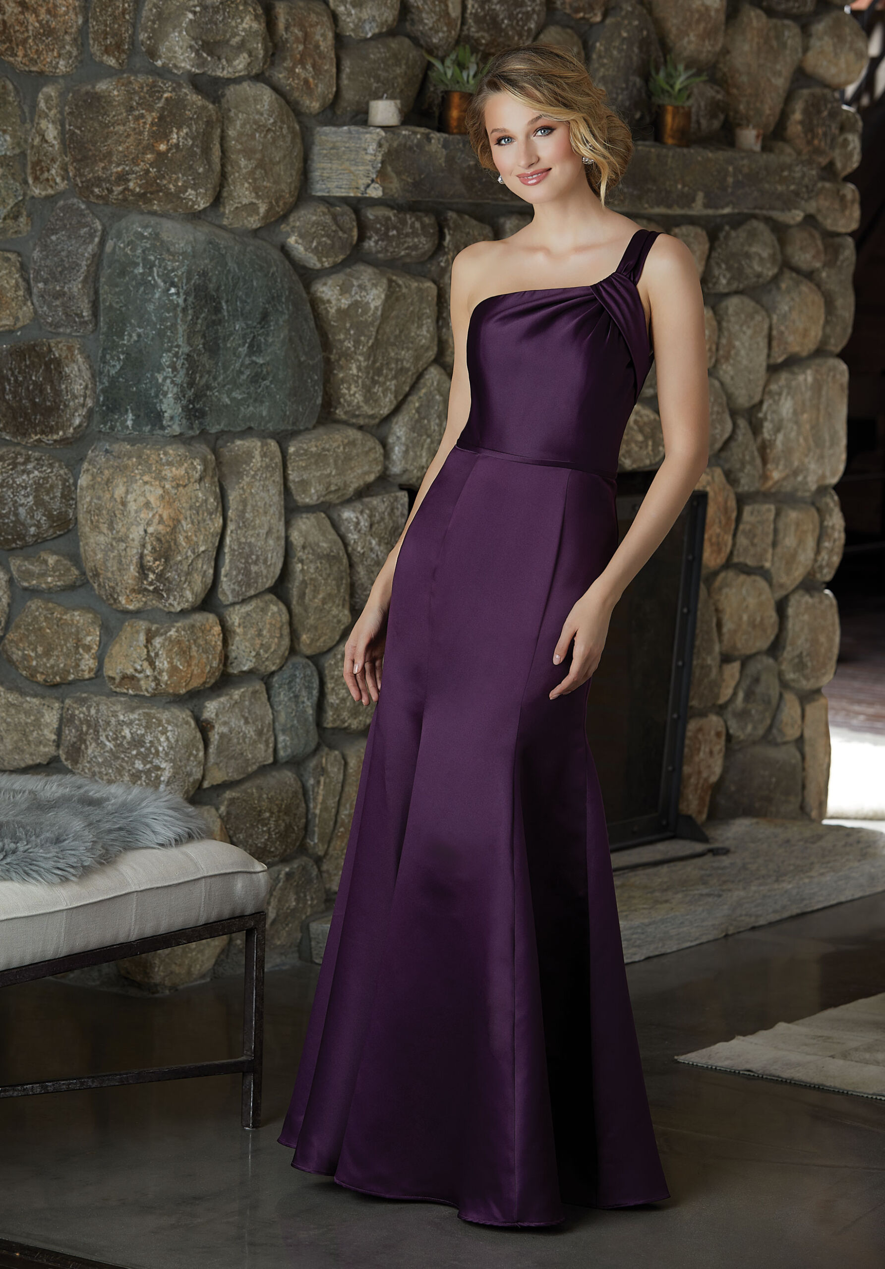 One Shoulder Satin Bridesmaid Dress Morilee