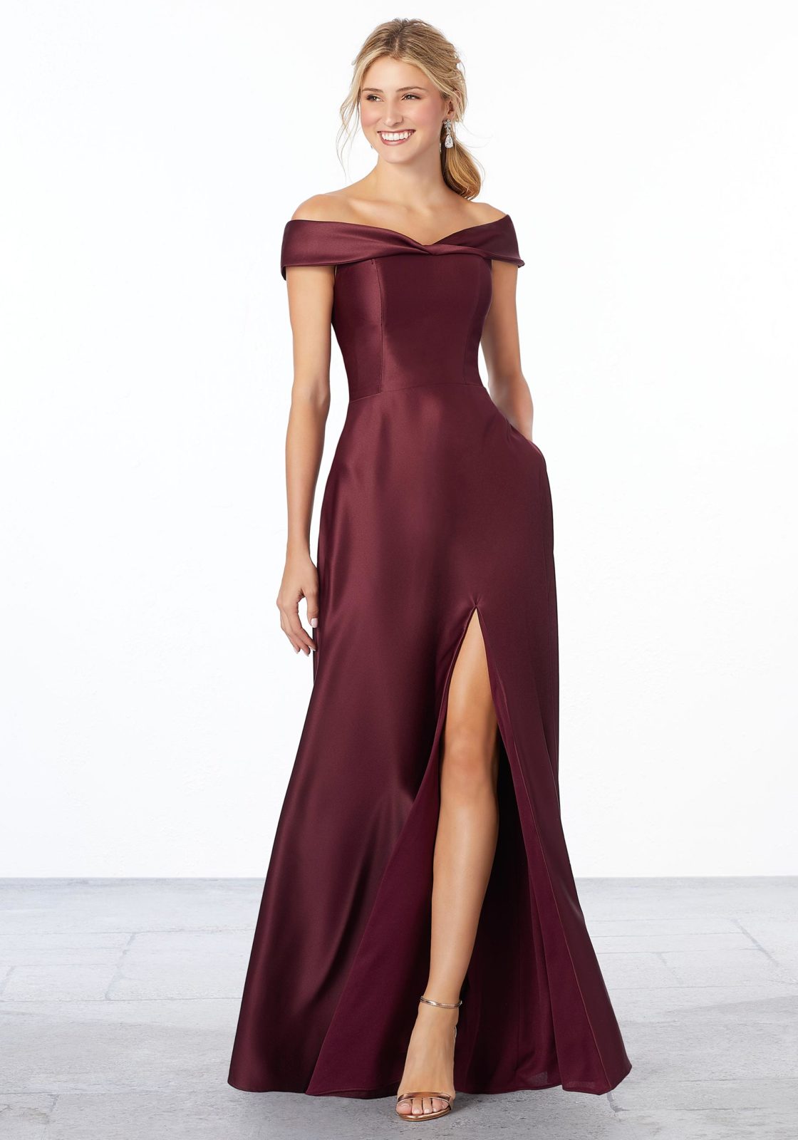 Strapless Satin Bridesmaids Dress With Beaded Pocket Detail Morilee