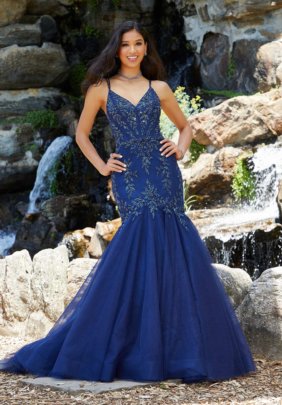 Glitter Lace Mermaid Prom Dress Morilee