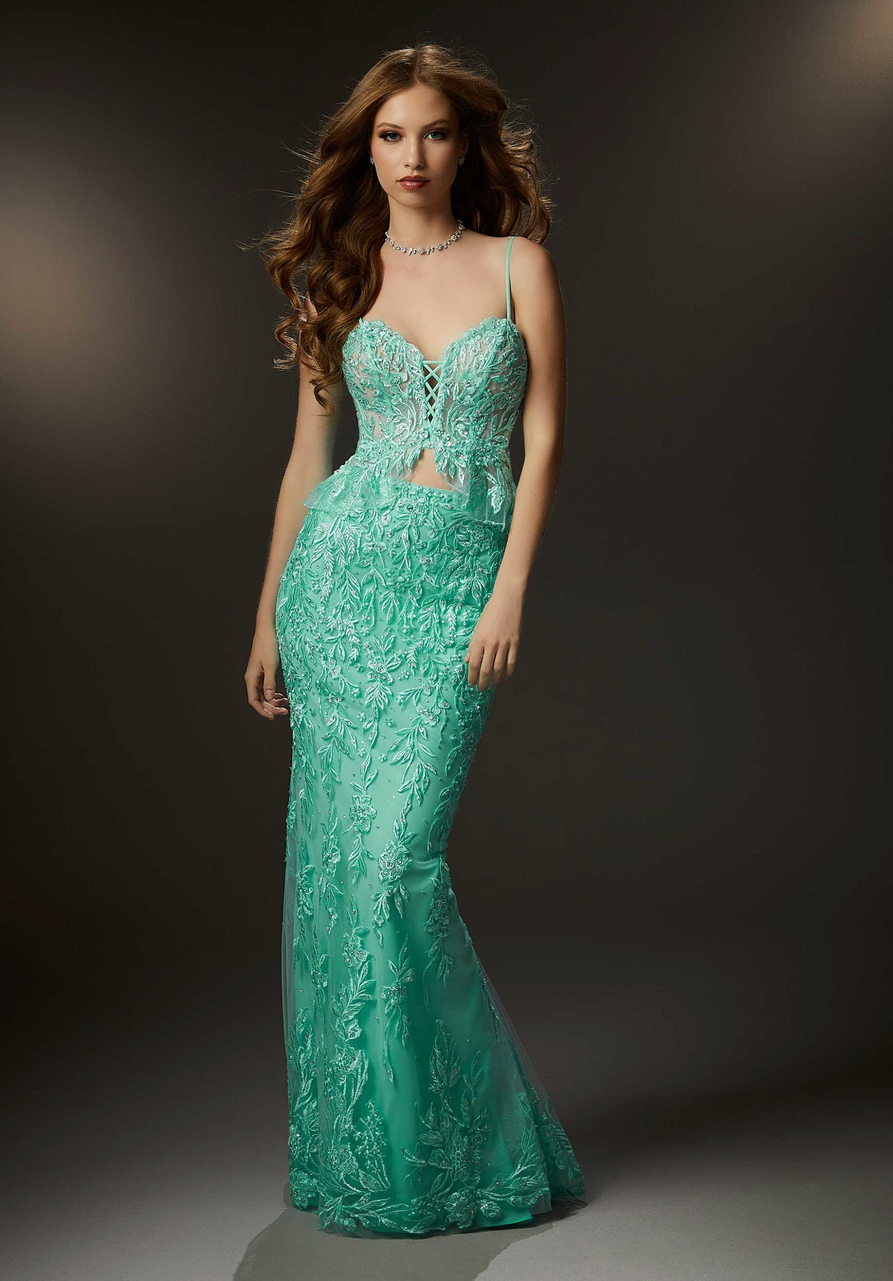 Two Piece Beaded Lace Prom Dress Morilee