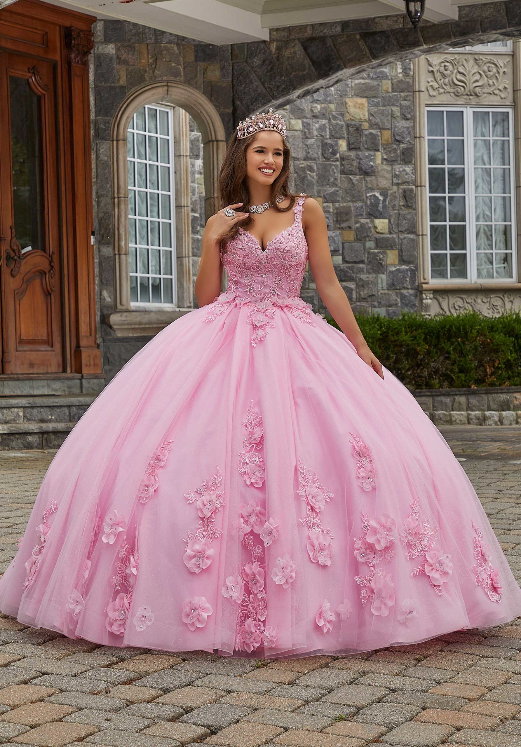 Two Piece Quinceañera Dress With Floral Appliqués Morilee