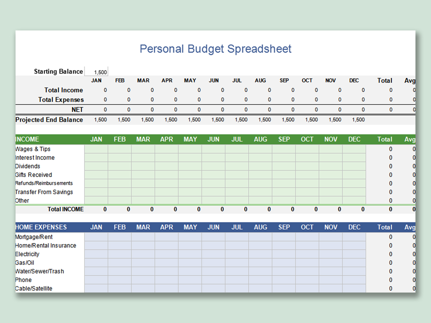 Personal Budget Excel Template Cabai