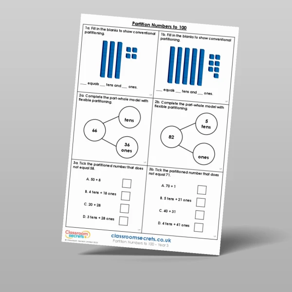 Partition Numbers To 100 Homework Resource Classroom Secrets