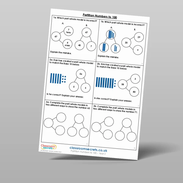 Partition Numbers To 100 Reasoning And Problem Solving Resource