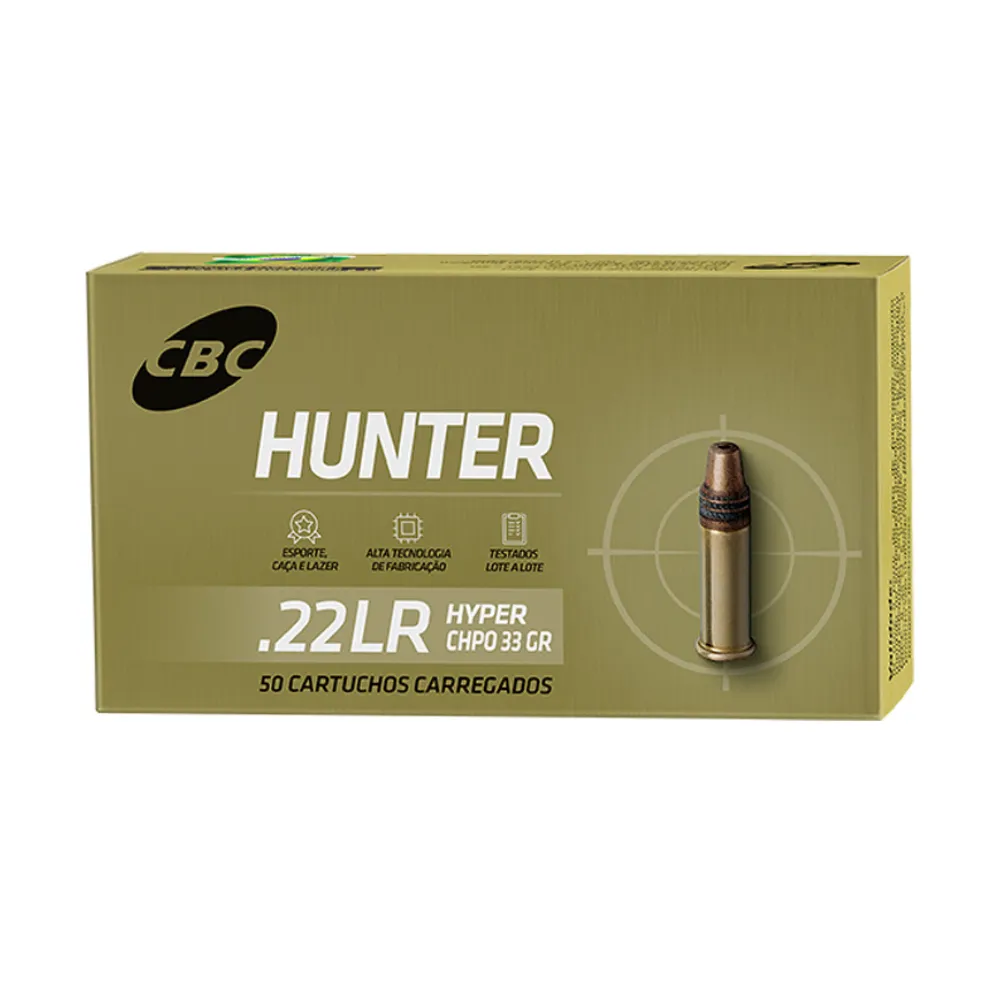 Alfa Armeria MuniÇÃo Cal 22 Lr Cbc Hunter Hyper 33gr Cx C50