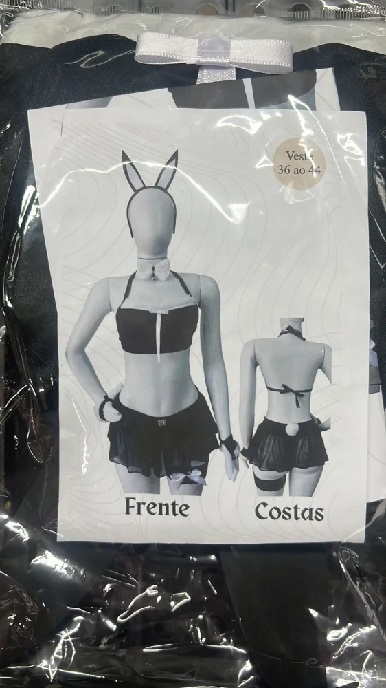 Beth Lingerie And Sex Shop Fantasia Sexy Luxo Coelha Saia Preta