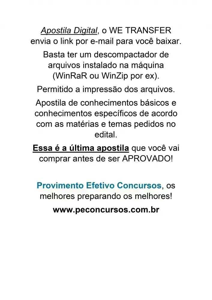 Provimento Efetivo Concursos Apostila Prefeitura Divinópolis Mg