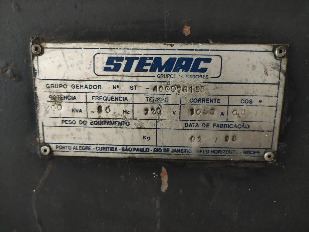 Sometal Grupo Gerador Stemac 400kva Motor Cummins Nta 855 Cód 1594