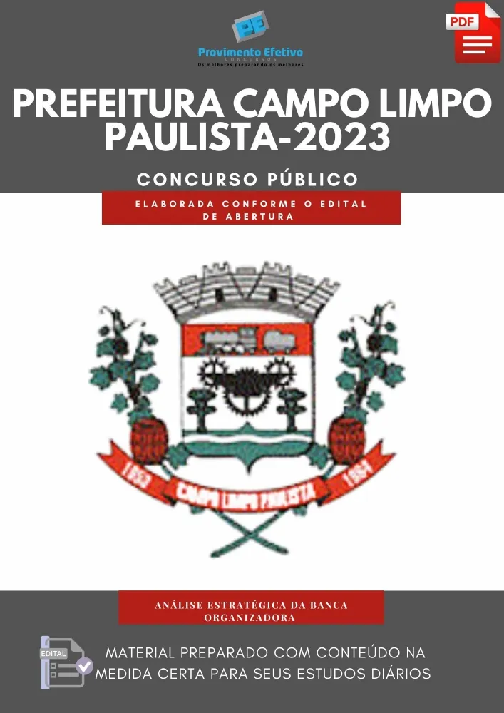 Provimento Efetivo Concursos Apostila Campo Limpo Paulista Ano 2023