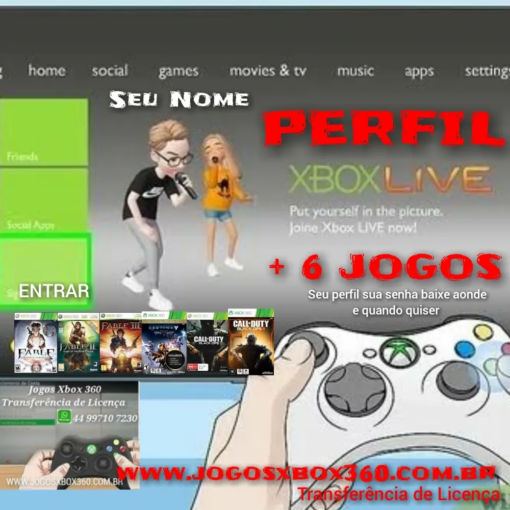 Jogos Xbox 360 Transferência De Licença Mídia Digital Cadastro Cliente