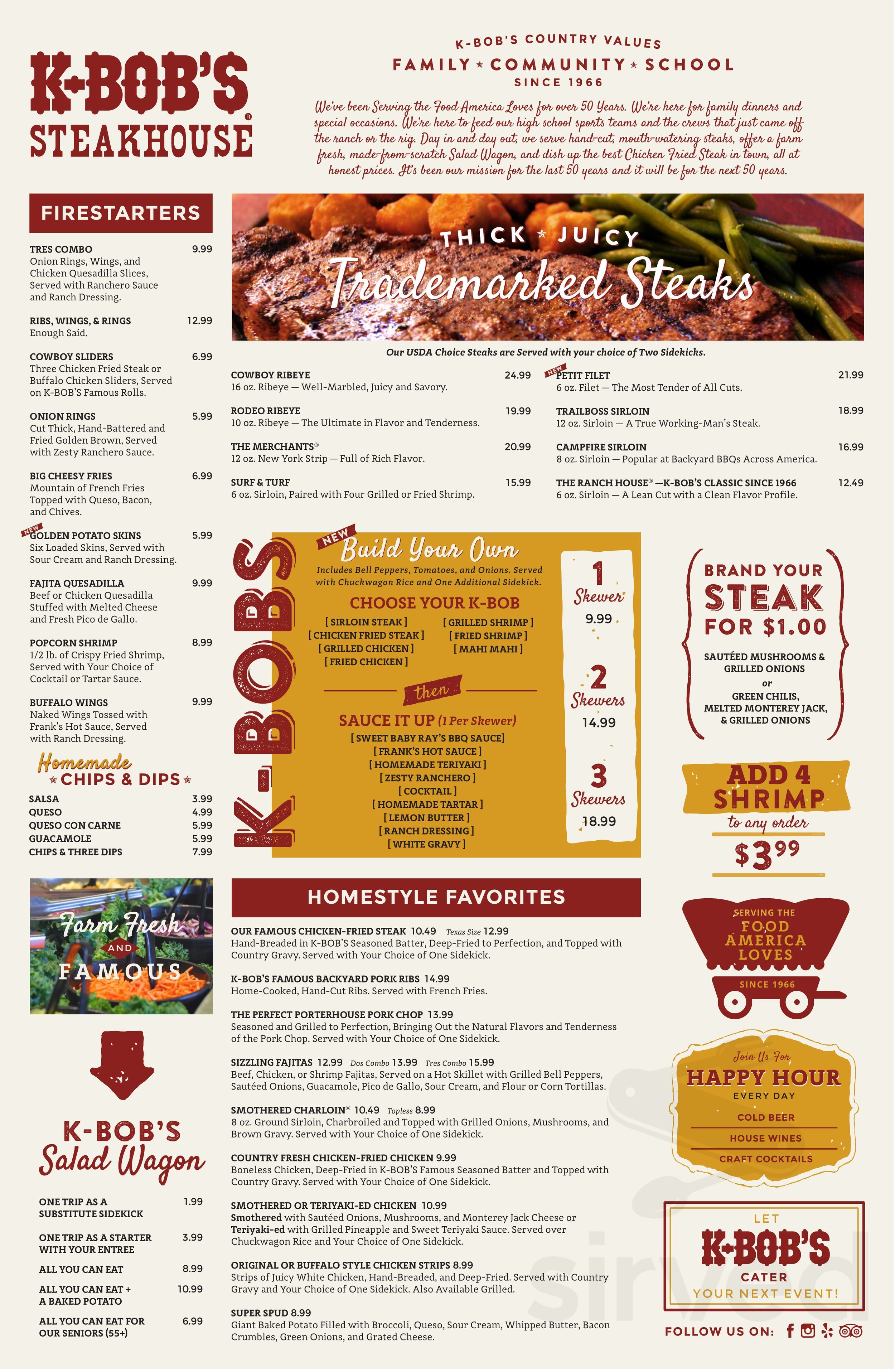 K Bobs Steakhouse Menu In Raton New Mexico Usa