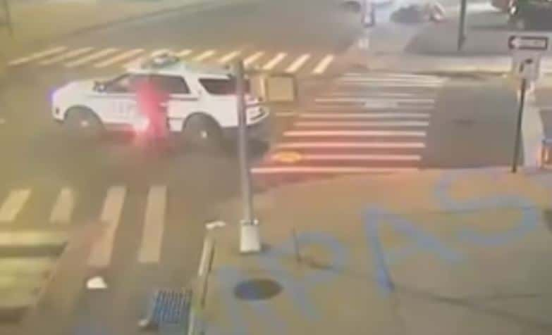 Horrifying Moment Moped Slams Into Nypd Patrol Vehicle And Bursts Into