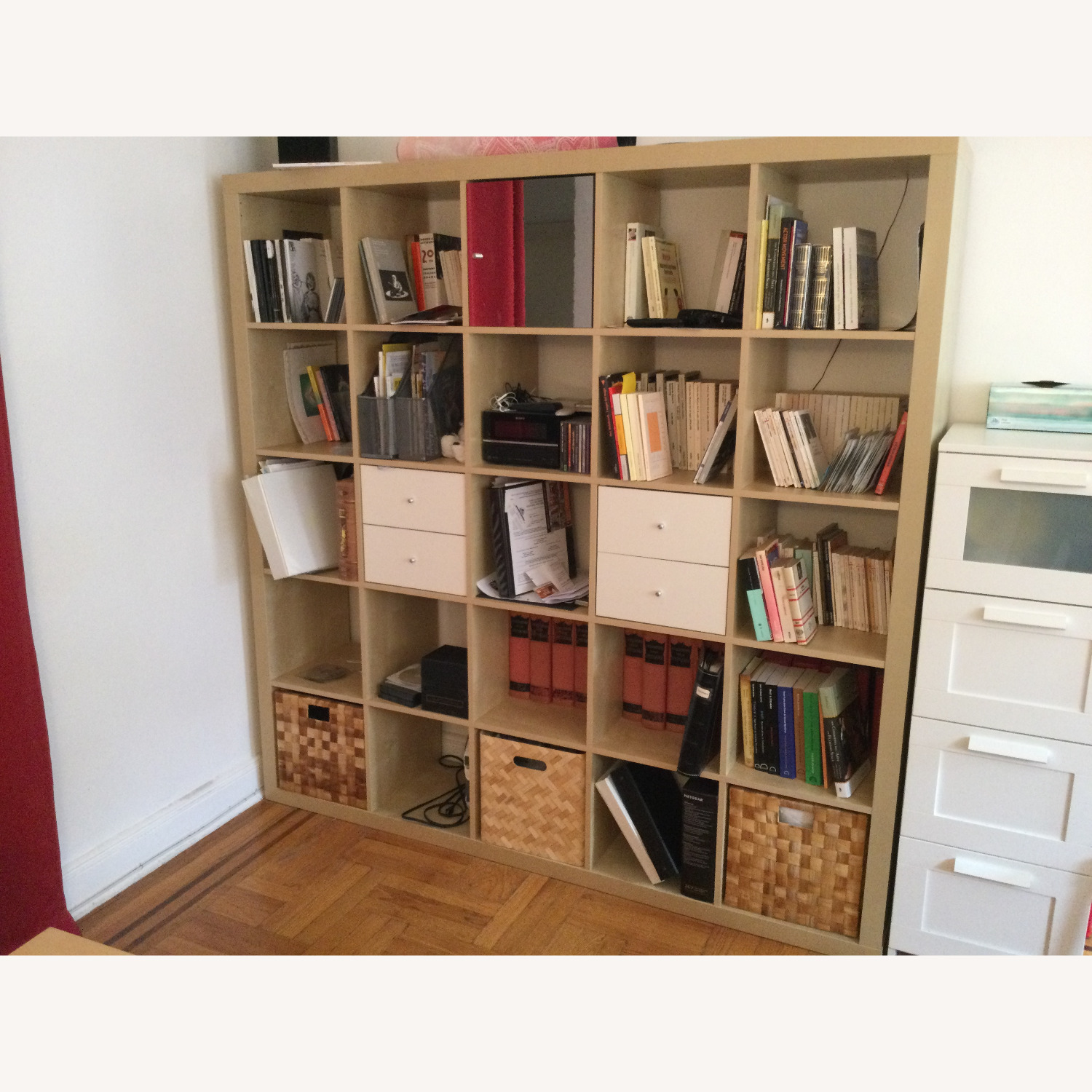 Ikea Expedit Shelving Unit Birch Drawers And Inserts Aptdeco