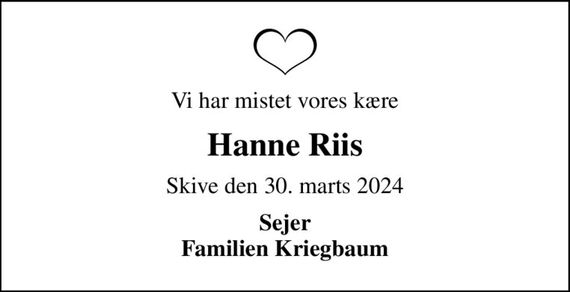 Hanne Riis Dødsannoncer I Danmark