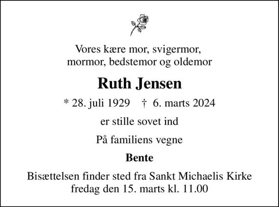 Ruth Jensen Dødsannoncer I Danmark