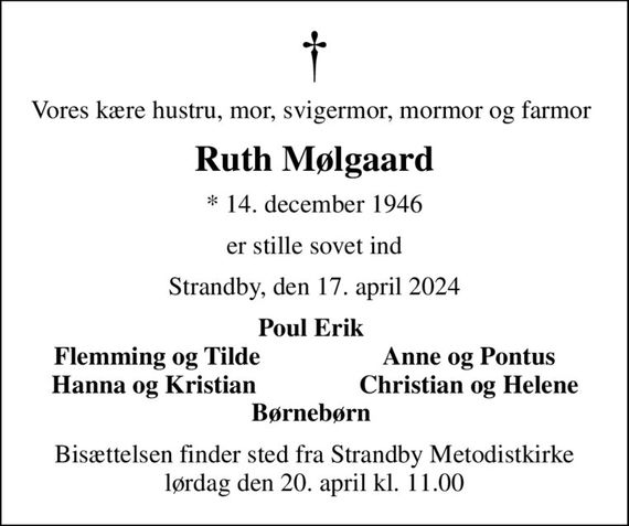 Ruth Mølgaard Dødsannoncer I Danmark