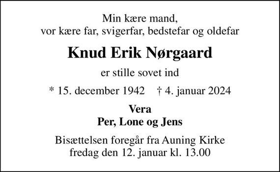 Knud Erik Nørgaard Dødsannoncer I Danmark