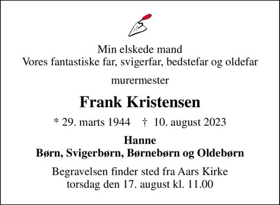 Henrik Frank Kristensen Dødsannoncer I Danmark