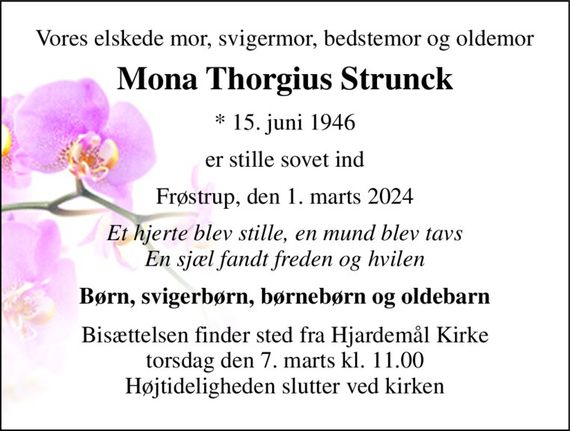 Mona Thorgius Strunck Dødsannoncer I Danmark