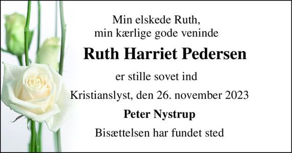 Ruth Harriet Pedersen Dødsannoncer I Danmark