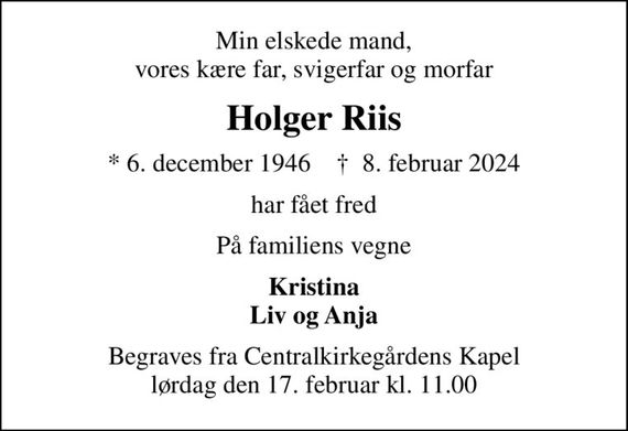 Holger Riis Dødsannoncer I Danmark