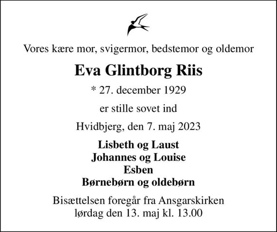 Eva Glintborg Riis Dødsannoncer I Danmark