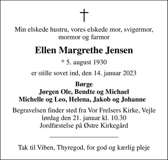 Ellen Margrethe Jensen Dødsannoncer I Danmark