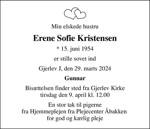 Erene Sofie Kristensen Dødsannoncer I Danmark