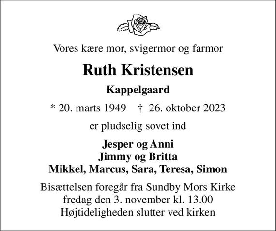 Ruth Kristensen Dødsannoncer I Danmark