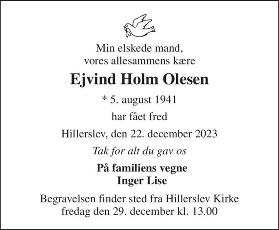 Ejvind Holm Olesen Dødsannoncer I Danmark