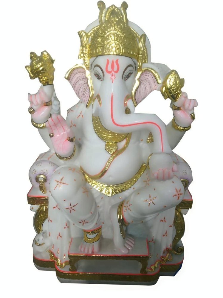 White 2feet Marble Ganesh Statue Manufacturer And Seller In Alwar Shree