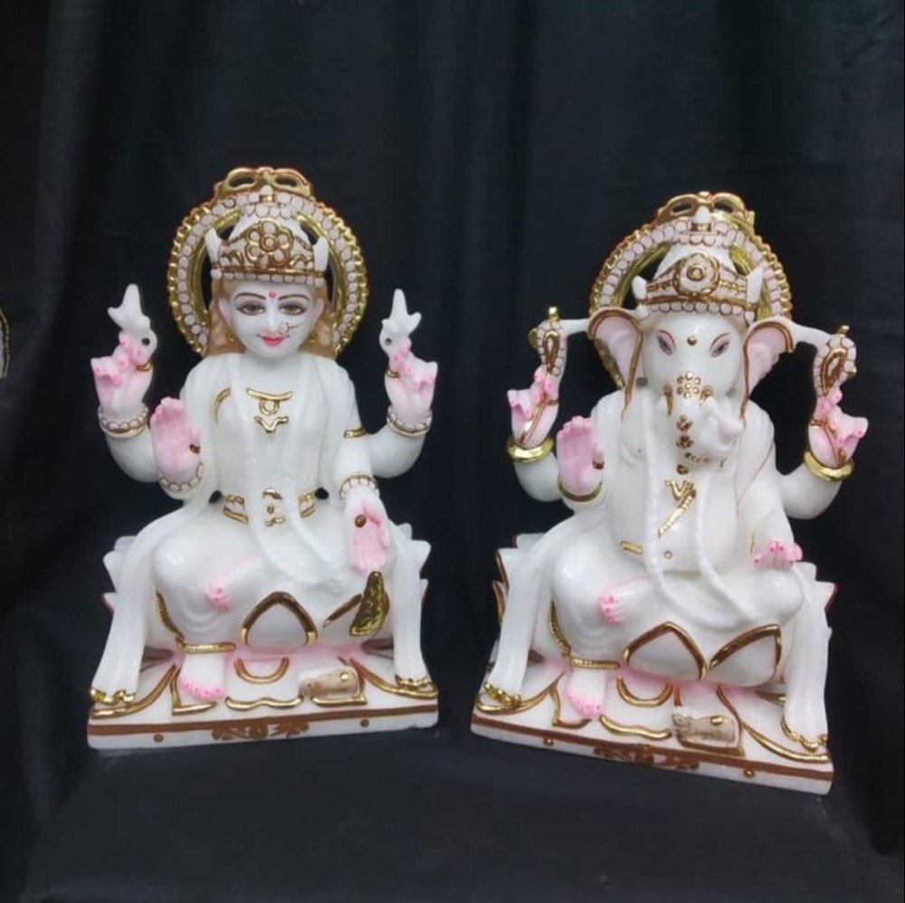 Marble Laxmi Ganesh Statue Set Home In Jaipur Govindam Murti Art