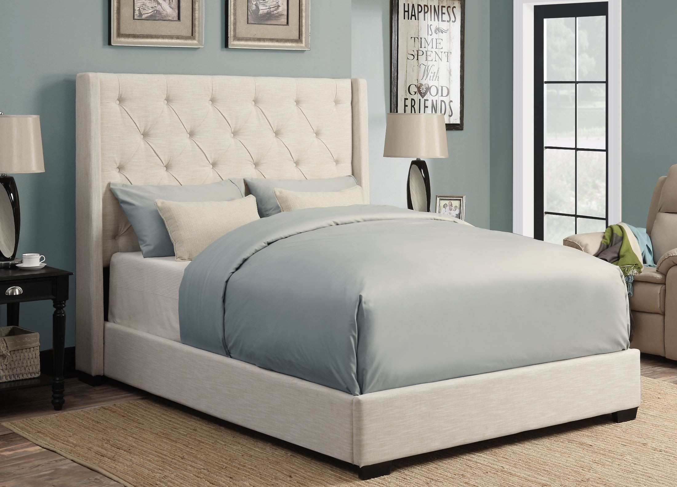 Cream Shelter Upholstered King Platform Bed From Pulaski 1927 270 271