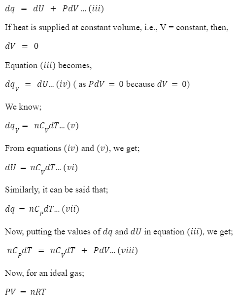 Relation Between Heat Capacity At Constant Volume Cv And Constant