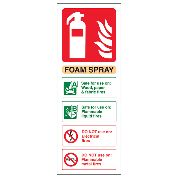 Foam Spray Fire Extinguisher Safety Signs 4 Less