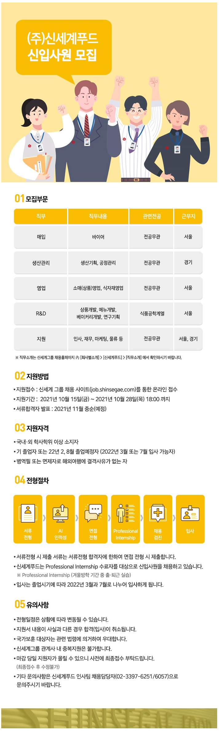 신세계푸드 채용공고 신입사원 모집 2021년 채용