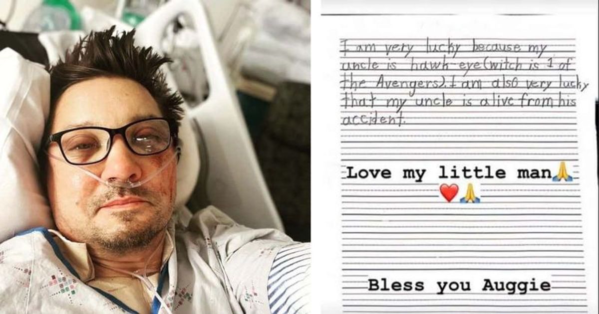 Jeremy Renners Nephew Pens Sweet Note After Snow Plow Accident Meaww