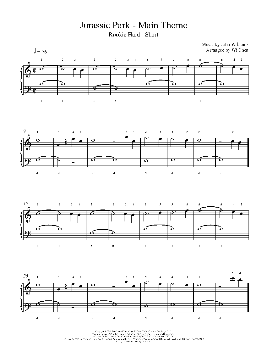 Jurassic Park Main Theme By John Williams Sheet Music And Lesson Rookie