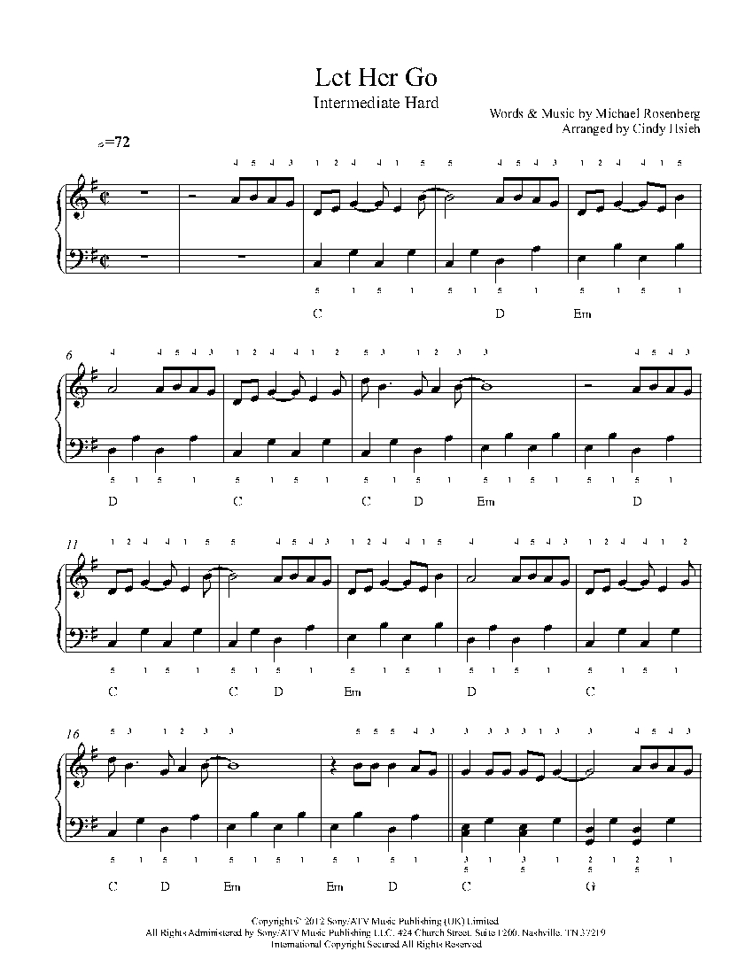 Let Her Go By Passenger Sheet Music And Lesson Intermediate Level