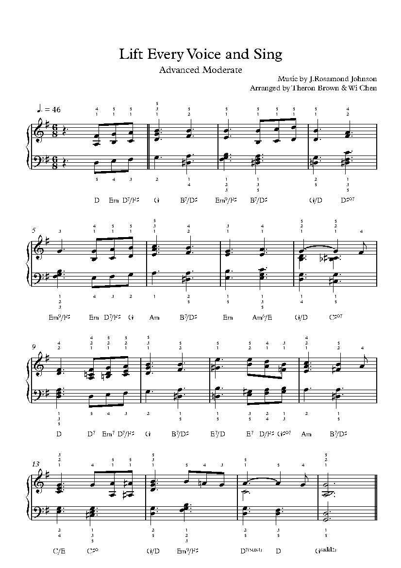 Lift Every Voice And Sing By Traditional Sheet Music And Lesson