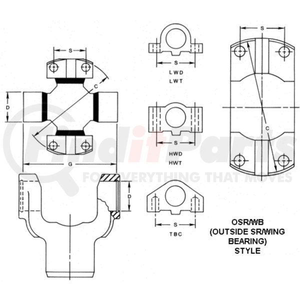 Dana 6c 3x Universal Joint Cross Reference Finditparts